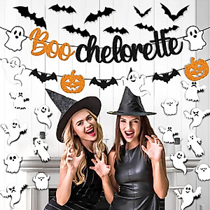 35 PCS Boochelorette Party Decorations Halloween Banner Ghost Bat Wall Decor Pumpkin Theme for Bachelorette Engagement Wedding Bridal Shower Hen Party Supplies