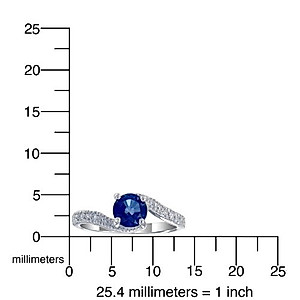 VIR JEWELS 4/5 cttw Created Blue Sapphire Ring .925 Sterling Silver Rhodium Round 6 MM Size 7