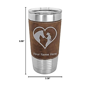 LaserGram 20oz Vacuum Insulated Tumbler Mug, Horse Cowgirl Heart, Personalized Engraving Included (Faux Leather, Rustic)