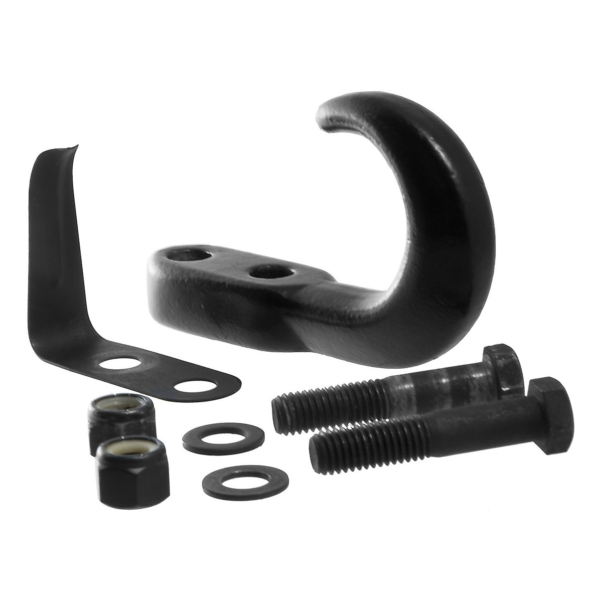 CURT 22411 Bolt-On Black Steel Tow Hook with Spring Clip, 10,000 lbs Capacity