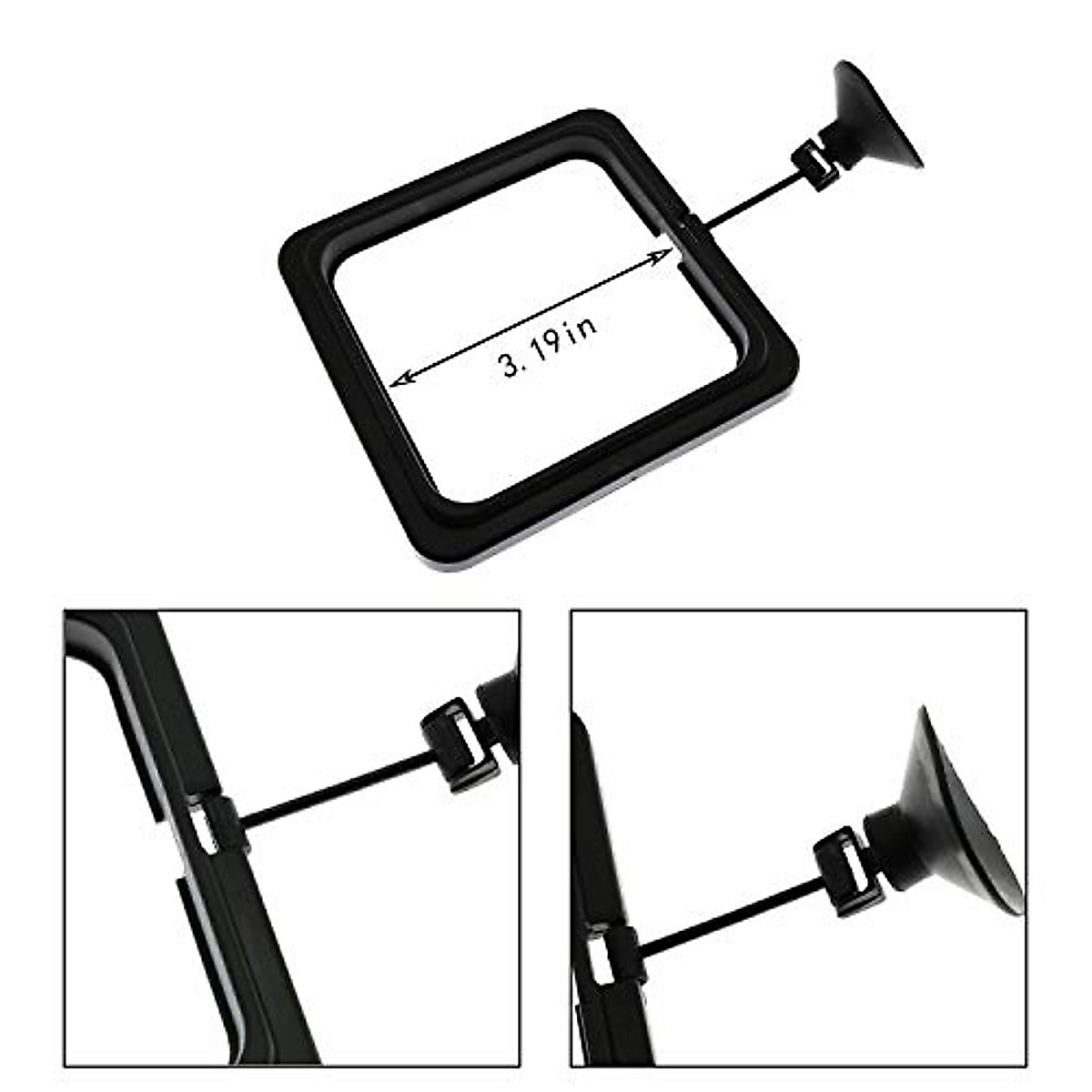 Maxmoral 2pcs Black Fish Feeding Ring Aquarium Fish Tank Mariculture Fishes Floating Food Feeder Circle with Suction Cup(Round and Square)