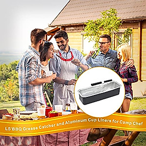 LS'BABQ Grease Cup Catcher Holder with 10-Pack Disposable Foil Grill Drip Pans,BBQ Accessories for Camp Chef SG14 SG30 SG60 SG90 SG100 Professional Griddle
