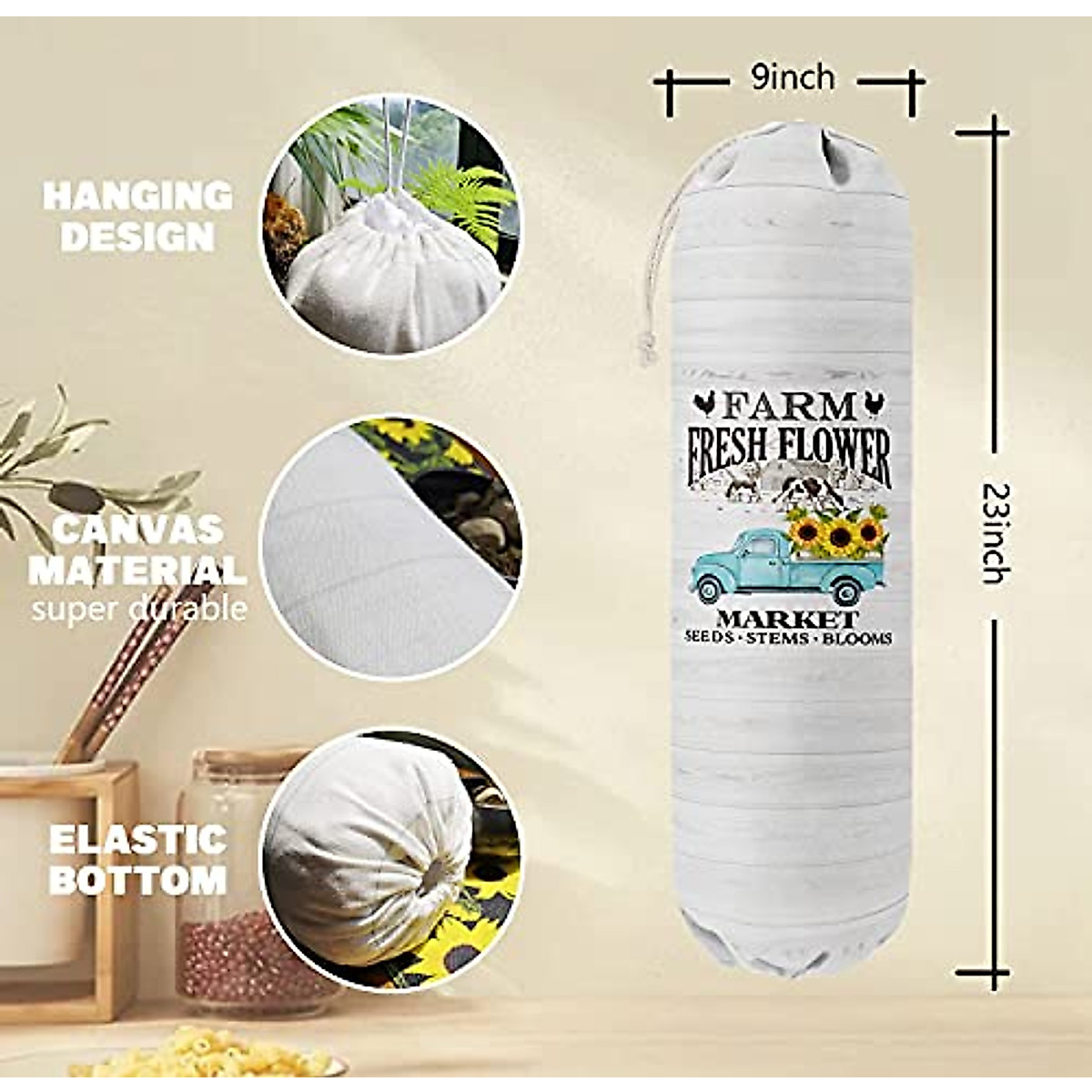Grocery Bags Holder Organizer for Shopping Bags，Wall Mount Plastic Bags Storage Container Dispensers, Gift for Women Mother Grandmother Friend