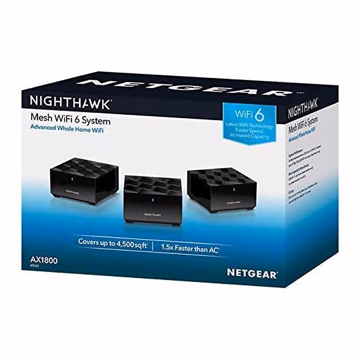 Netgear Nighthawk Whole Home Mesh WiFi 6 System, 3-Pack (MK63-100NAS)