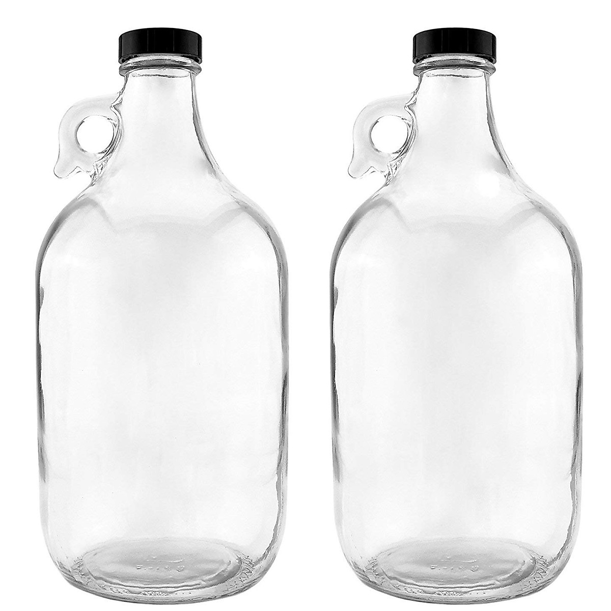 nicebottles Glass Handled Jugs, Half-Gallon, Clear, Pack of 2