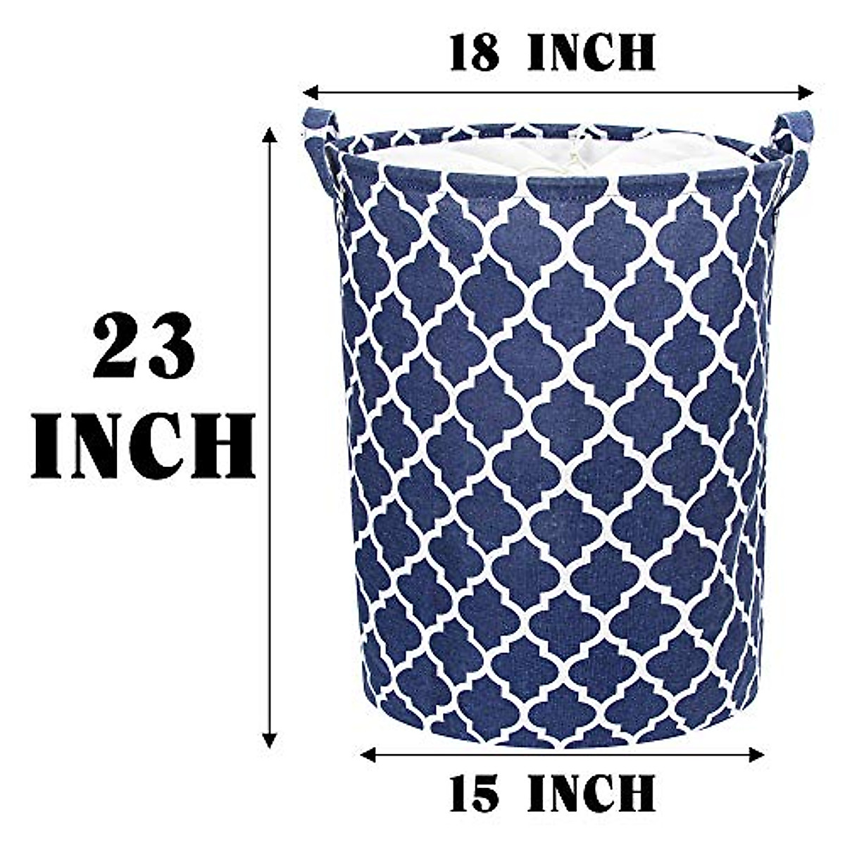 72L 23-inch Tall (2 Pack) Extra Large Laundry Basket Storage Hamper Drawstring Waterproof Round Linen Collapsible Storage Basket for Toy Organizer, Nursery Hamper, Bathroom, Blue