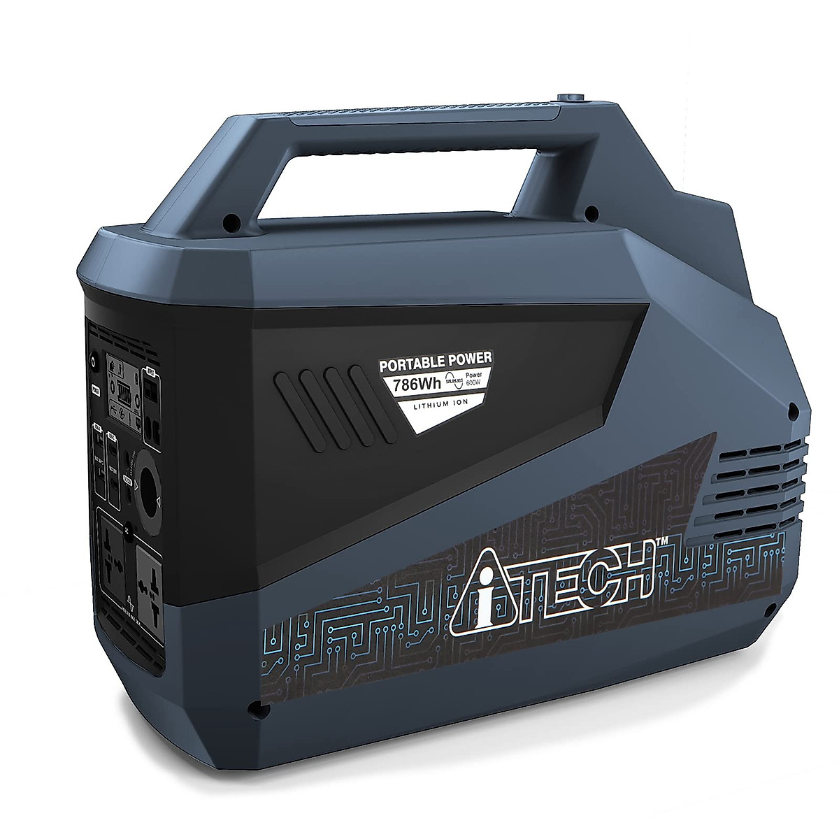 A-ITECH 786 Wh Portable Power Station 600W, Lithium Battery Capacity Solar Generator with AC Outlets, DC, USB-C, Backup Supply for Camping, Outdoor, RV, Emergency