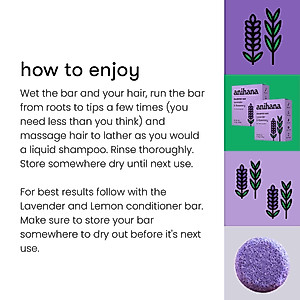 ANIHANA Shampoo Bar for Thin Fine Oily Hair Gives Hair Volume & Body Natural Healthy Look and Shine Paraben Free Lavender and Rosemary 2.29 oz