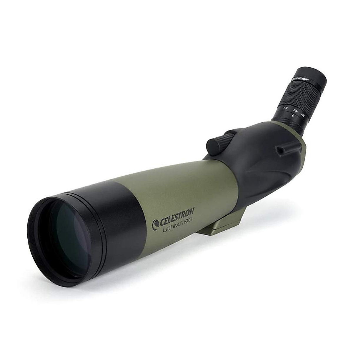 Celestron – Ultima 80 Angled Spotting Scope – 20-60x Zoom Eyepiece – Multi-Coated Optics for Bird Watching, Wildlife, Scenery and Hunting – Includes Soft Carrying Case and Smartphone Adapter