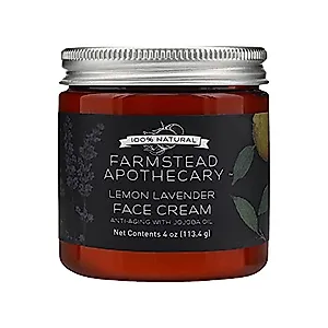 Farmstead Apothecary 100% Natural Anti-Aging Face Cream with Jojoba Oil, 4 oz (Lemon Lavender)