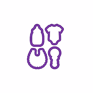 Mini Baby Shower Cookie Cutters - Baby Rattle Cookie Cutter - Baby Bottle Cookie Cutter - Baby Bib Cookie Cutter - Onsie Cookie Cutter