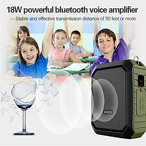 Wireless Voice Amplifier Bluetooth Teacher Microphone 18W Waterproof Portable Voice Amplifier Headset Mic Rechargeable Voice Enhancer Personal Microphone for Classroom Outdoors