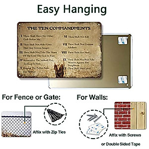 Vintage Ten Commandments Wall Decor,Antique Bible Verse Christian Sign,10 Commandments Wall Art for Bedroom Living Room,Inspirational Motivational Quotes Metal Tin Sign - 8 X 12 Inch