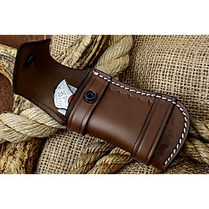 ALZAFASH Leather Knife Sheath, EDC Belt Knife Case Holder, Knife Holster for Belt, Pocket Knife Sheath for Folding Knives (Color:Brown)