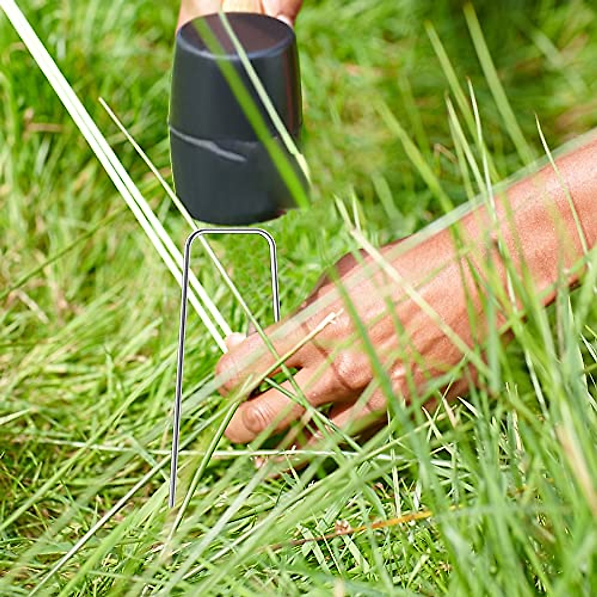 Landscape Staples 50 Pack Anti-Rust 6 Inch Galvanized Garden Stakes Staples Heavy-Duty U-Shaped for Anchoring Landscape Fabric Pins or Lawn