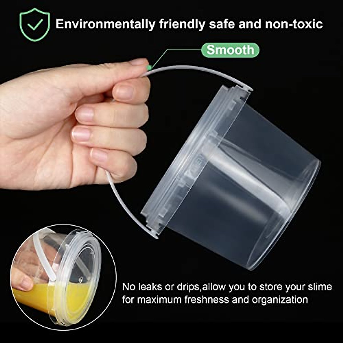 50 PCS 10 oz Slime Containers with Lids and Handles, Plastic 300ml Storage Bucket Containers, Clear Slime Storage Case for Slime DIY Art Craft, Pigment, Small Tools, Part Material