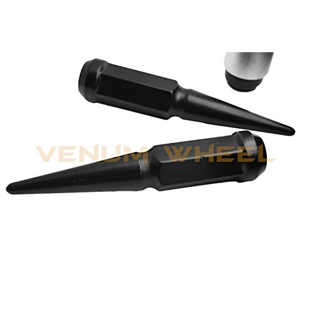 Venum wheel accessories 20 Pc +1 Key - Black Solid Spike Lug Nuts | 1/2"-20 Thread | 4.5" Tall | Works with Chevrolet GMC C10 K10 1/2 Ton Trucks K5 Blazer Jimmy - Aftermarket Wheels