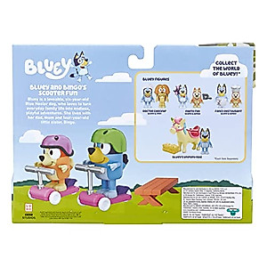Bluey Dog Vehicle 2-Pack, 2.5-3" Bluey & Bingo Articulated Figures - Scooter Time