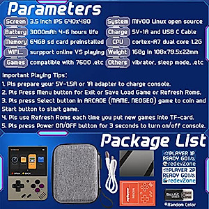 Miyoo Mini Plus Handheld Game Console Portable Retro Video Games Consoles Rechargeable Battery Hand Held Classic System Retro Gray with Case