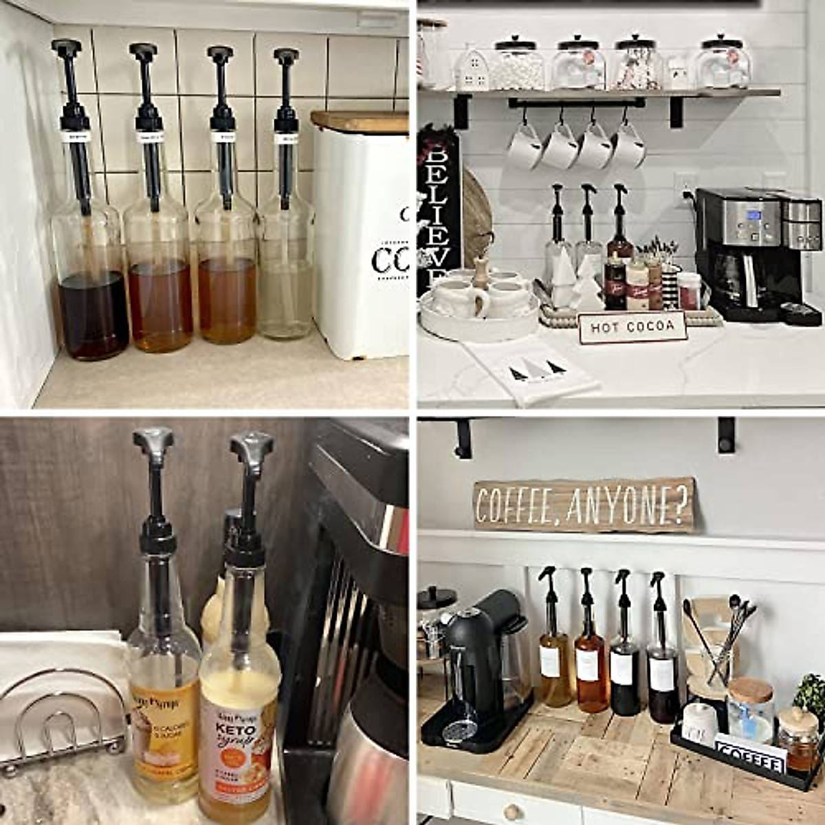 SunyamGo Coffee Syrup Pump, Compatible with Torani, DaVinci, Jordans Skinny Syrups - Torani Syrup Pump Dispenser Fits 750Ml Bottles, Black (Pack of 3)