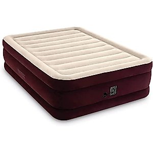 Intex 64739WB Dura-Beam Extra Raised Airbed: Queen Size – Built-in Electric Pump – 20in Bed Height – 600lb Weight Capacity - Maroon