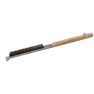 Pizza Oven Brush, Barbecue Grill Brush and Scraper, Extended Large Wooden Handle, Portable Pizza Oven Accessories BBQ Grill Long Handle Stone Cleaner