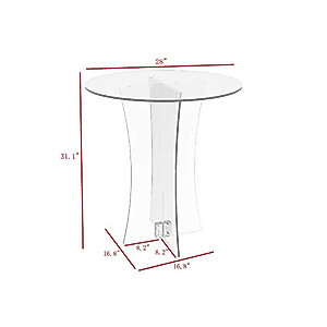FixtureDisplays® Clear Plexiglass Lucite Acrylic Round Dining/Tradeshow Table, 28" Diameter x 31" Height 10033-1
