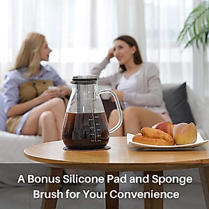 YMMIND Cold Brew Iced Coffee Maker 51oz, Brewed Coffee Pot with Removable Double Mesh 304 Stainless Steel Filter, BPA-Free Cold Brew Pitcher Glass Container, Tea Maker