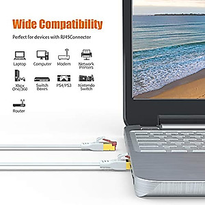 FURUI 100ft Cat8 Flat Ethernet Cable, Cat8 Flat Cable 28AWG, Indoor & Outdoor High Speed 40Gbps 2000Mhz, Weatherproof U/FTP UV Resistant for Xbox, PS4, Router, Gaming, PC