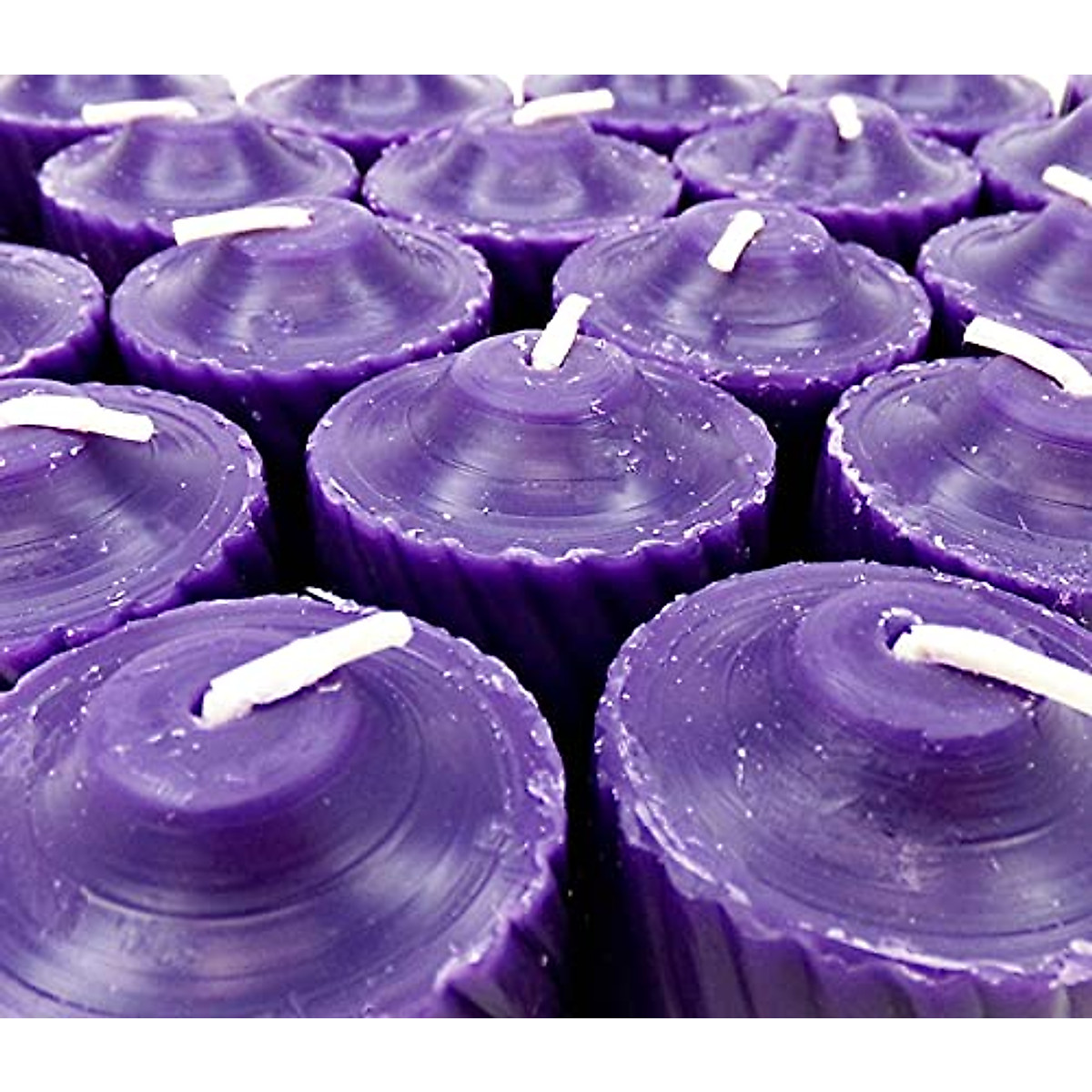 Purple Plumeria Scented Votive Candles - 15 Hour Long Burn Time - Textured Finish - Box of 20