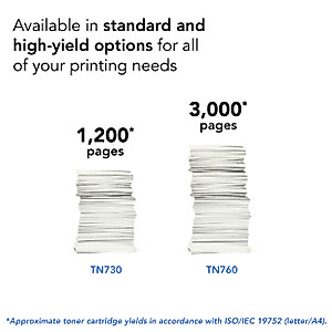 Brother Genuine TN730 2-Pack Standard Yield Black Toner Cartridge with Approximately 1, 200 Page Yield/Cartridge