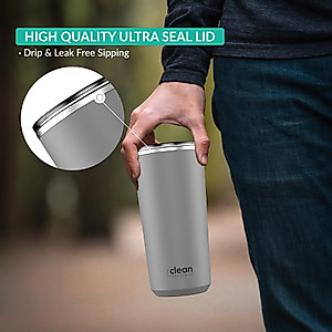 The Clean Hydration Company Tumbler Insulated with Lid, Double-Wall Vacuum, 20 Oz Travel, Office Tumbler, Hot & Cold Drinks, Ceramic Interior, Spill-Proof, BPA-Free, No Metal Taste