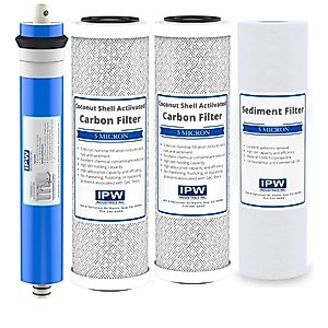 Complete 4-Pack RO Water Filter Replacement Kit for Krystal Pure KR10 System - Including Membrane RO Filter, Carbon Block Filters, and Polypropylene Sediment Filter