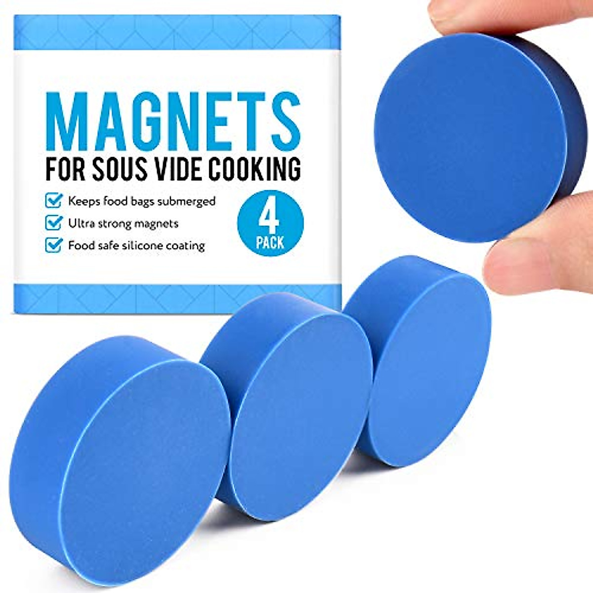 [4 pack] Sous Vide Magnets to Keep Bags Submerged and In Place - Sous Vide Accessories to Stop Floating Bags and Undercooking - Great Alternative to Sous Vide Weights, Balls, Clips, and Racks
