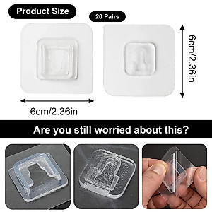 Nertmon Double Sided Adhesive Hooks 20 Set |Double Sided Wall Hook Wall Hooks for Hanging, Self Adhesive Hooks|No Nails Picture Hangers for Bathroom Kitchen Office Hanging