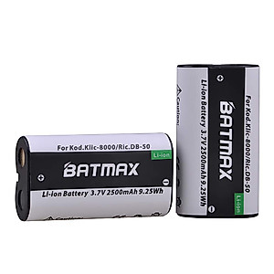 Batmax 2Pcs 2500mAh KLIC-8000 KLIC8000 DB50 Battery + Charger Kits for Kodak Easyshare Zx1 ZxD Z612 Z712 Z812 Z1085 Z1015 Z1012 Z1485 Z8612 is
