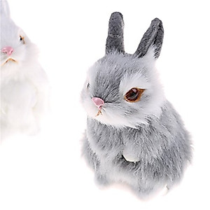 GUDVES Mini Realistic Cute Plush Rabbits Fur Lifelike Animal Easter Bunny Simulation Toy Model Gift Miniatures Decorations (Rabbit Plush Toys-B)