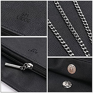 GM LIKKIE Clutch Purse for Women, Large Envelope Clutch HandBag, Crossbody Foldover PU Leather Clutches bag (Black)