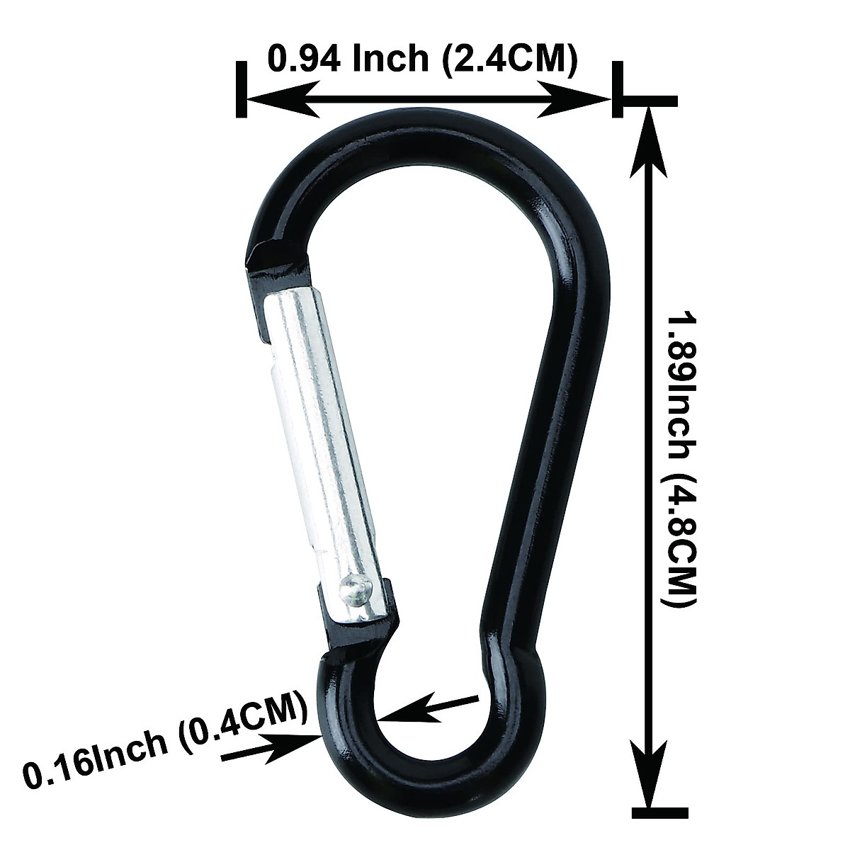 50pcs Spring Snap Hook Aluminum Carabiner Buckle Pack Mini Keychain Clip Lightweight D Shape Key Chain Clip Hook for Outdoor Camping Hiking Fishing Traveling, Black