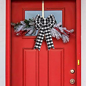 WILLBOND 6 Pieces 9 x 16 Inches Buffalo Plaid Bow Christmas Plaid Ribbon Bows Buffalo Check Bows for Halloween Thanksgiving and Christmas Tree Crafts DIY Bow Decoration (Black, White)