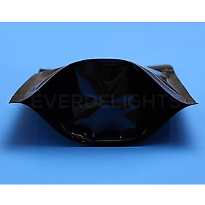 CleverDelights Glossy Black Window Stand Up Pouches - 4oz - 100 Pack - 5" x 8" x 2.5" - Resealable Bag