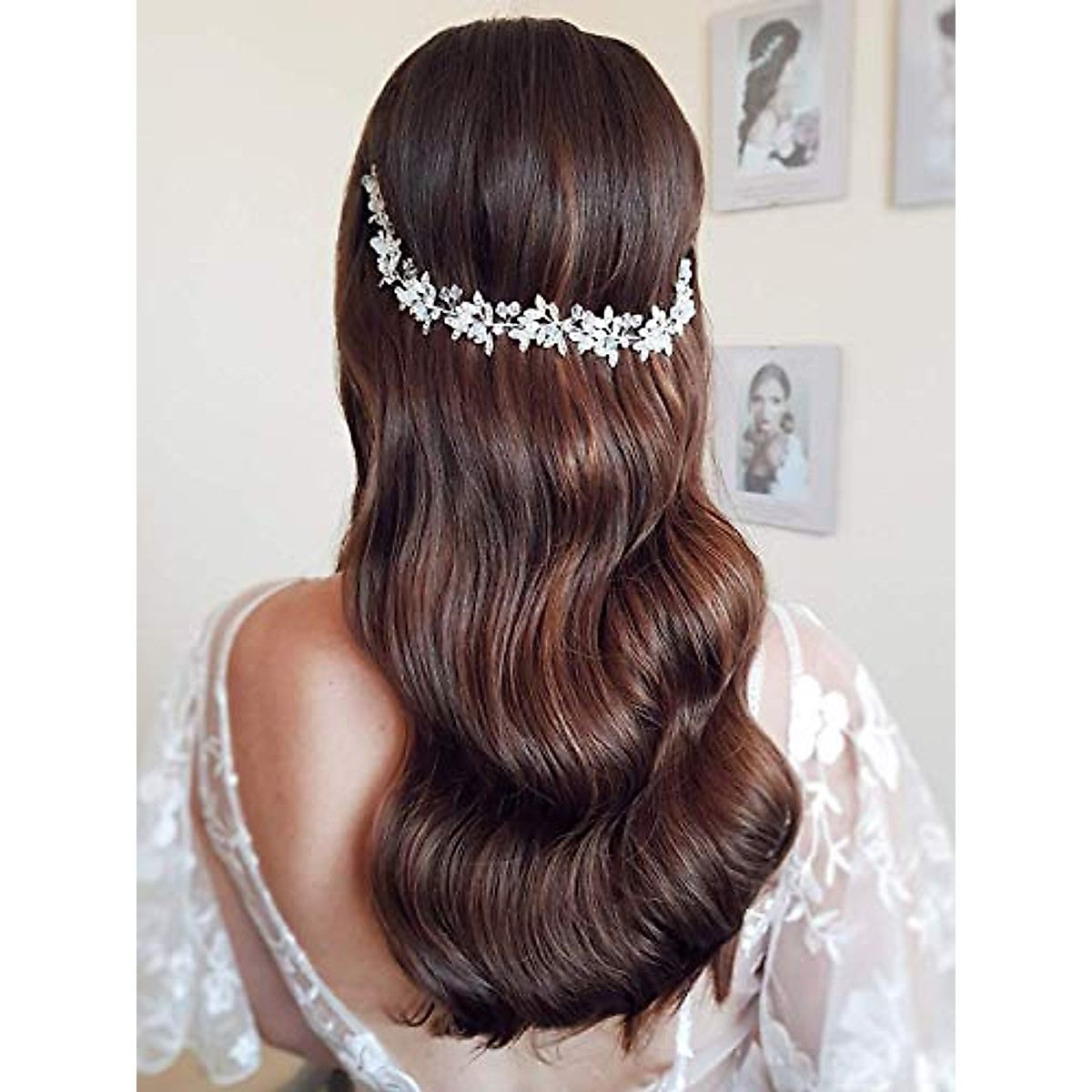 SWEETV Silver Rhinestone Wedding Headband Tiara Crystal Headpiece Bridal Hair Accessories for Bride Women