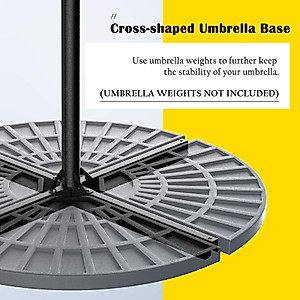 Tangkula 10FT Outdoor Patio Umbrella Solar LED Lighted Sun Shade Market Umbrella with Hanging Cover and Cross Base (Beige)