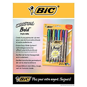 BIC Cristal Bold Ball Pen 24pk Assorted