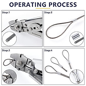 Knoweasy Wire Rope Crimping Tool - Swager and Crimper for Fishing Lines and Aluminum Crimping Loop Sleeves up to 2.2mm, Ideal Wire Rope Crimpr for Cable Crimping and Swaging Projects
