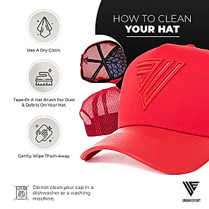 Urban Effort Mesh Back Cap - for Men Baseball Hat 5-Panel Trucker Hat Snapback Closure for Outdoors (Trucker Hat, Red)