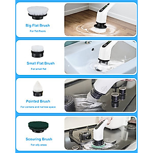 Electric Spin Scrubber, Leebein 2022 New Cordless Cleaning Brush with 8 Replaceable Drill Brush Heads, Tub and Floor Tile 360 Power Scrubber Mop with 54 Inch Adjustable Handle for Bathroom Kitchen Car