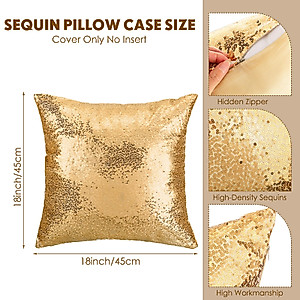 Mixweer 4 Pcs Sequin and Fluffy Pillow Cases Glitter Pillow Covers Faux Fur Throw Covers Decorative Cushion Case for Couch Bed Sofa Wedding, No Insert(18'',Gold, Black)