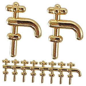 HANABASS Mini Faucet Ornaments Decor Miniature Faucet Sink Faucet Model Prop Doll House Prop Festival Tiny Faucet Doll House Accessories Mini House Sink Faucet Ornament Plastic Golden