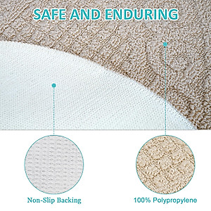 Olpchee Half Round Non-Slip Kitchen Bedroom Toilet Doormat Floor Rug Mat Keeps Your Floors Clean Decorative Design (Small,Camel1)
